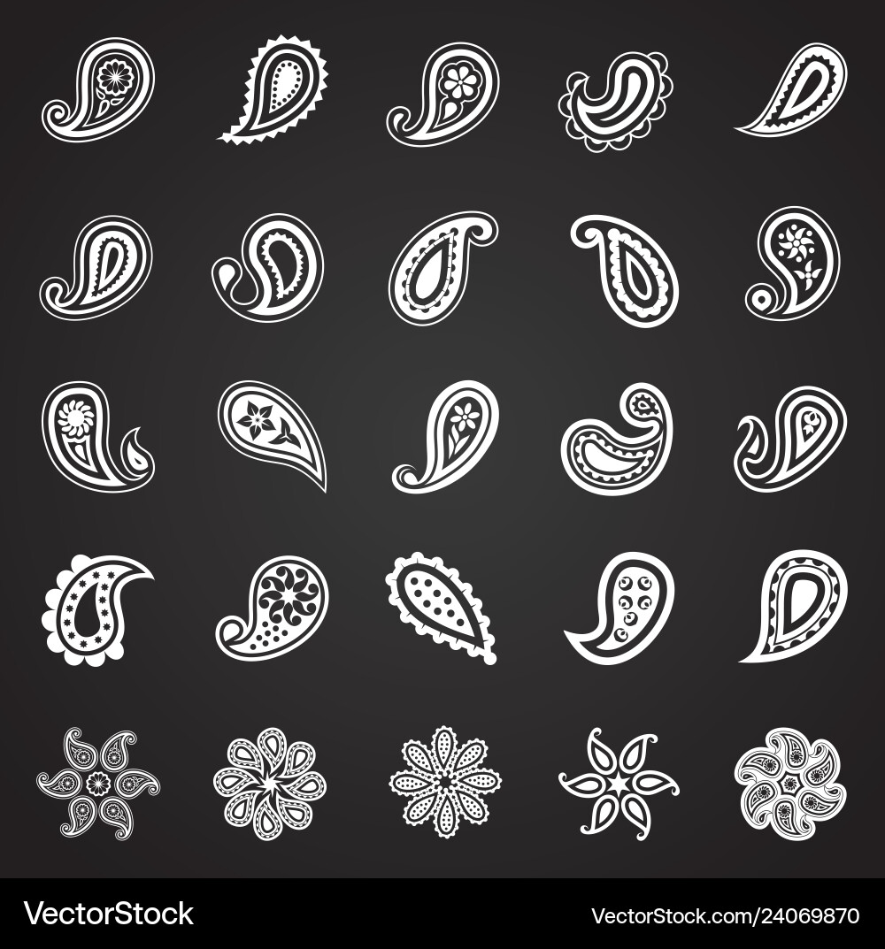 Buta icons set on black background for graphic Vector Image