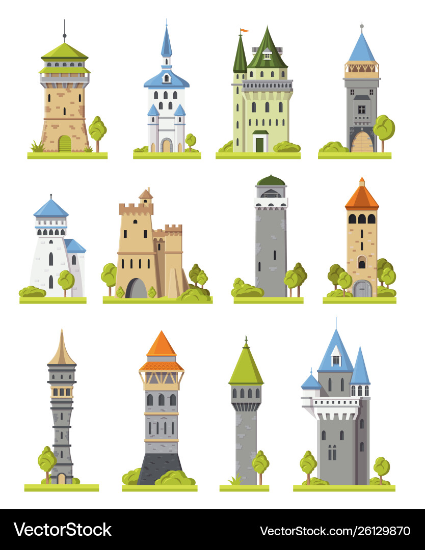 Cartoon castle fairytale medieval tower Royalty Free Vector