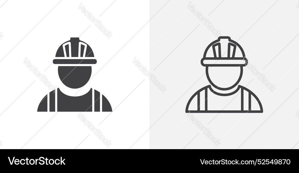 Construction worker thin line icon set Royalty Free Vector