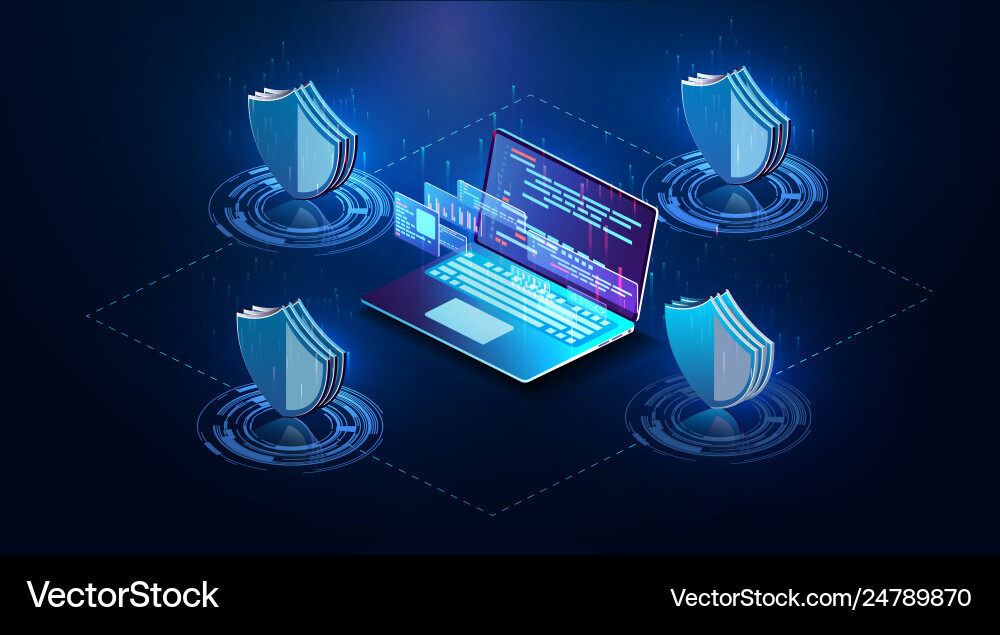 Isometric personal data protection web banner Vector Image Isometric personal data protection web banner Vector Image