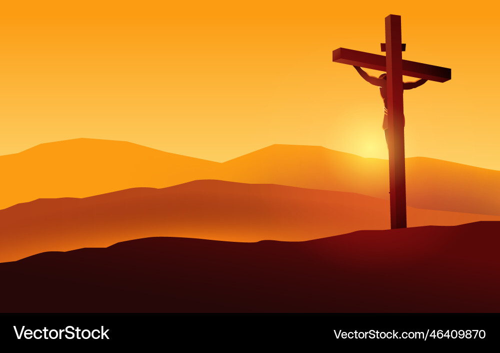 Jesus on the Cross - Calvary Scene Royalty Free Vector Image
