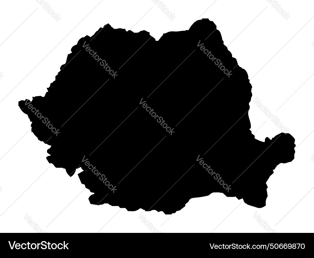 Romania black silhouette map Royalty Free Vector Image