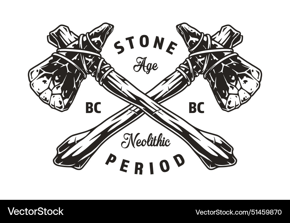 Stone axes vintage sticker monochrome Royalty Free Vector