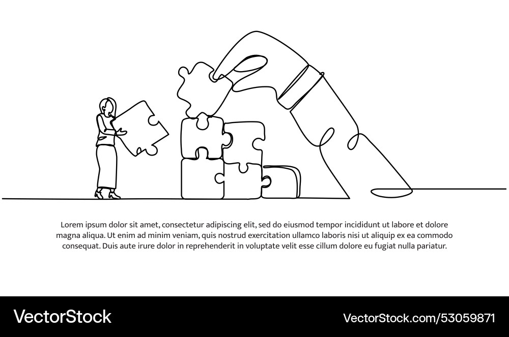 Continuous one line design of cooperation Vector Image