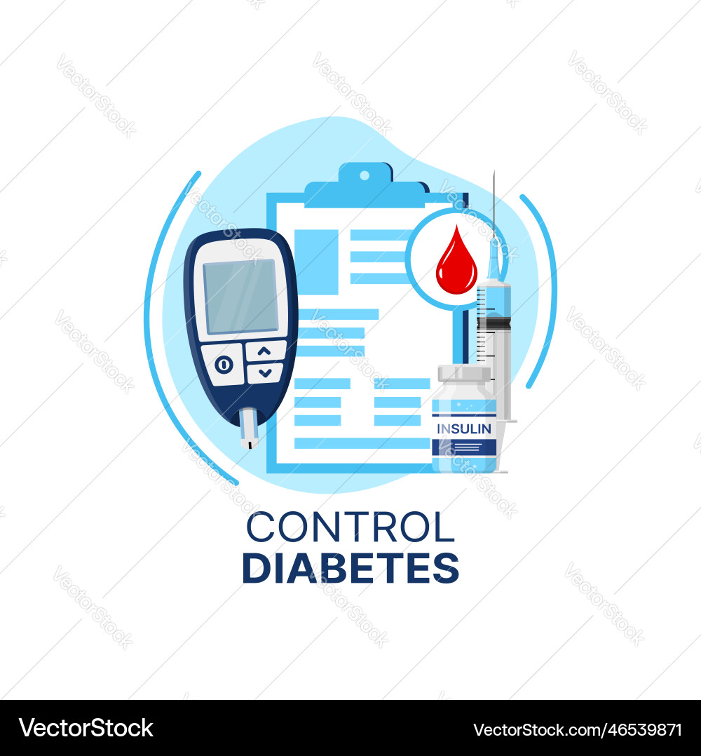 Diabetes control icon insulin glucometer blood Vector Image