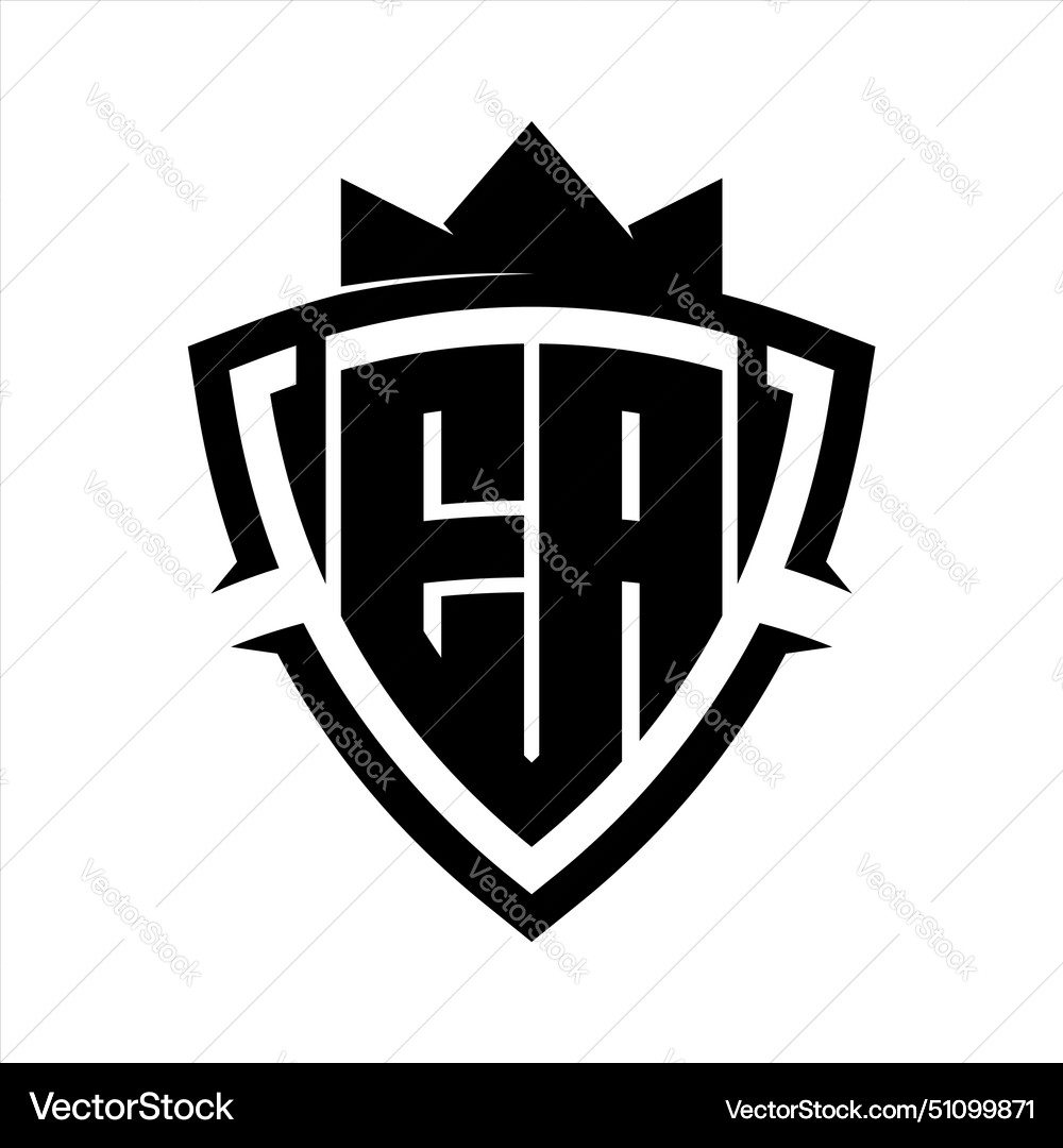 Ea letter bold monogram triangle curve shield Vector Image