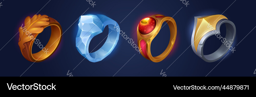 Fantasy rings magic jewelry for witch or wizard Vector Image