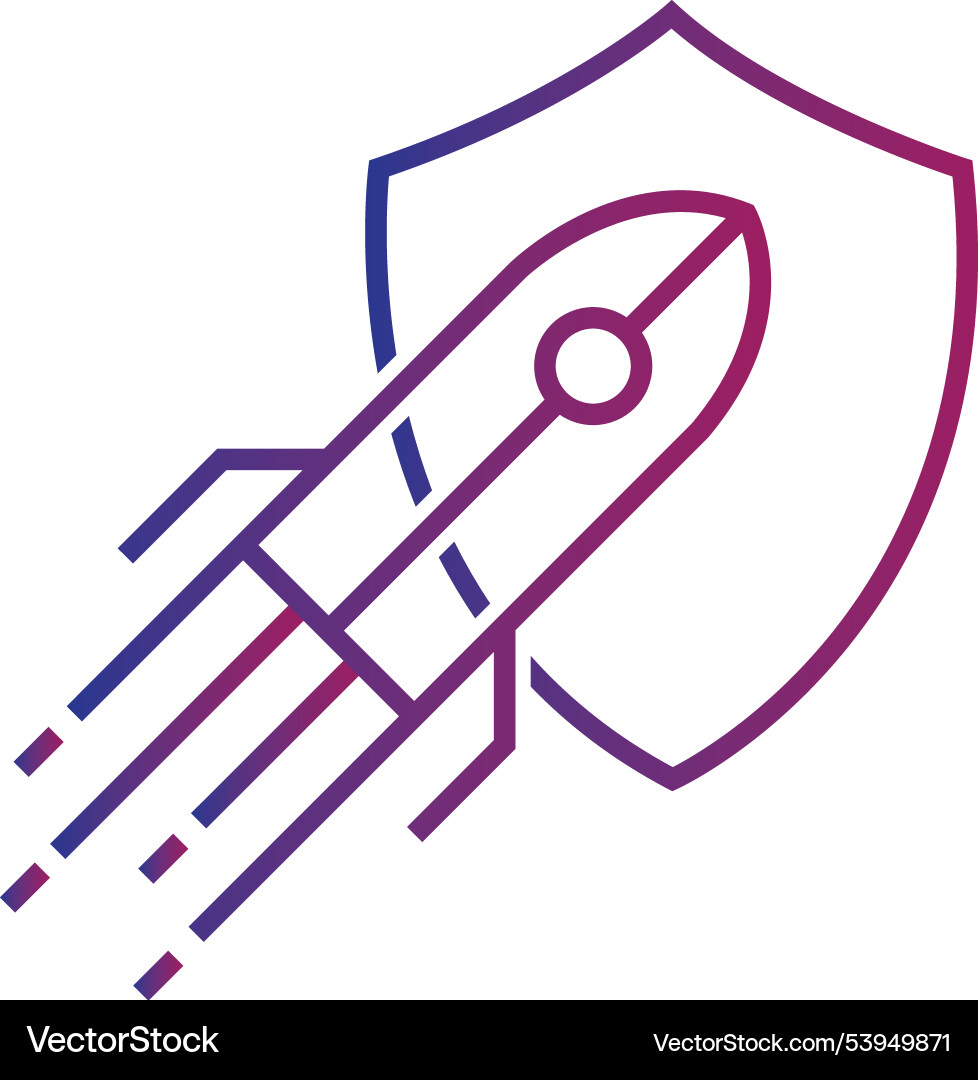 Shield stock rocket icon outline gradient logo Vector Image