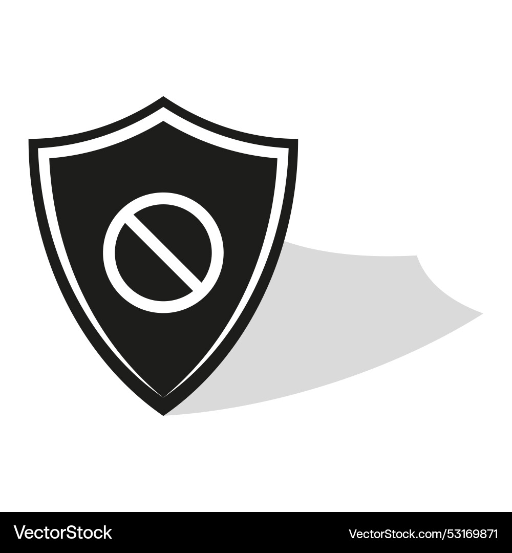 Shield with prohibition sign black and white icon Vector Image