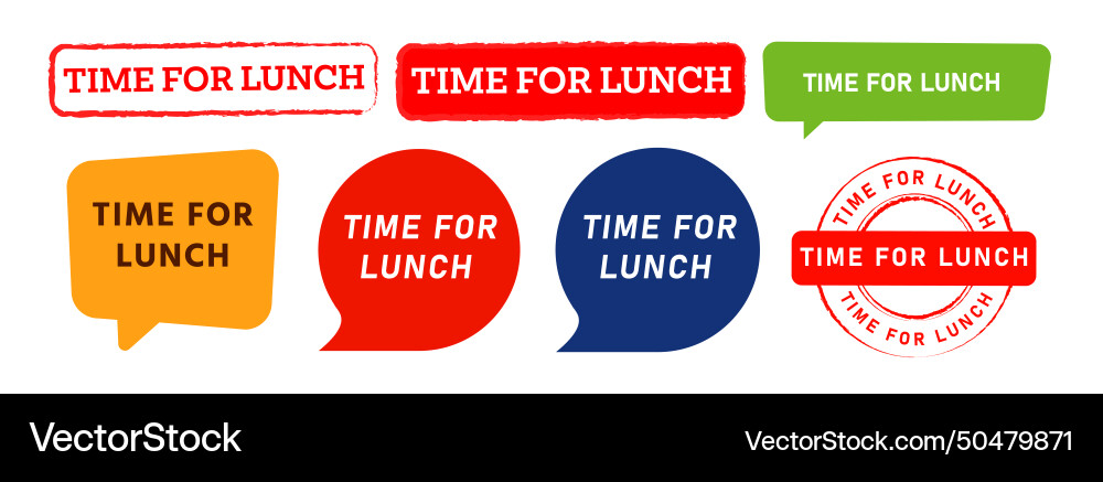 Time for lunch rectangle circle stamp and speech Vector Image