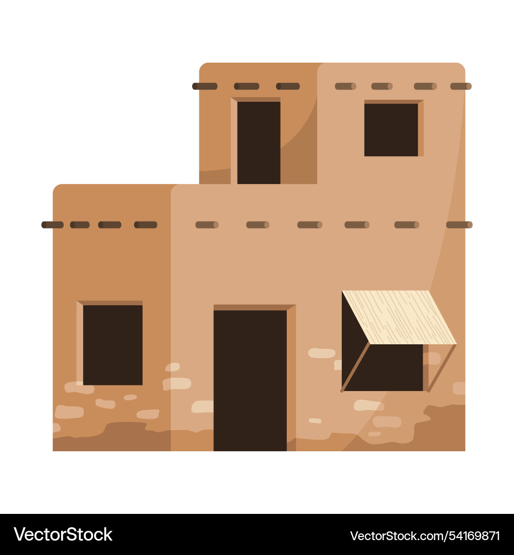 Traditional building icon authentic cartoon rural Vector Image