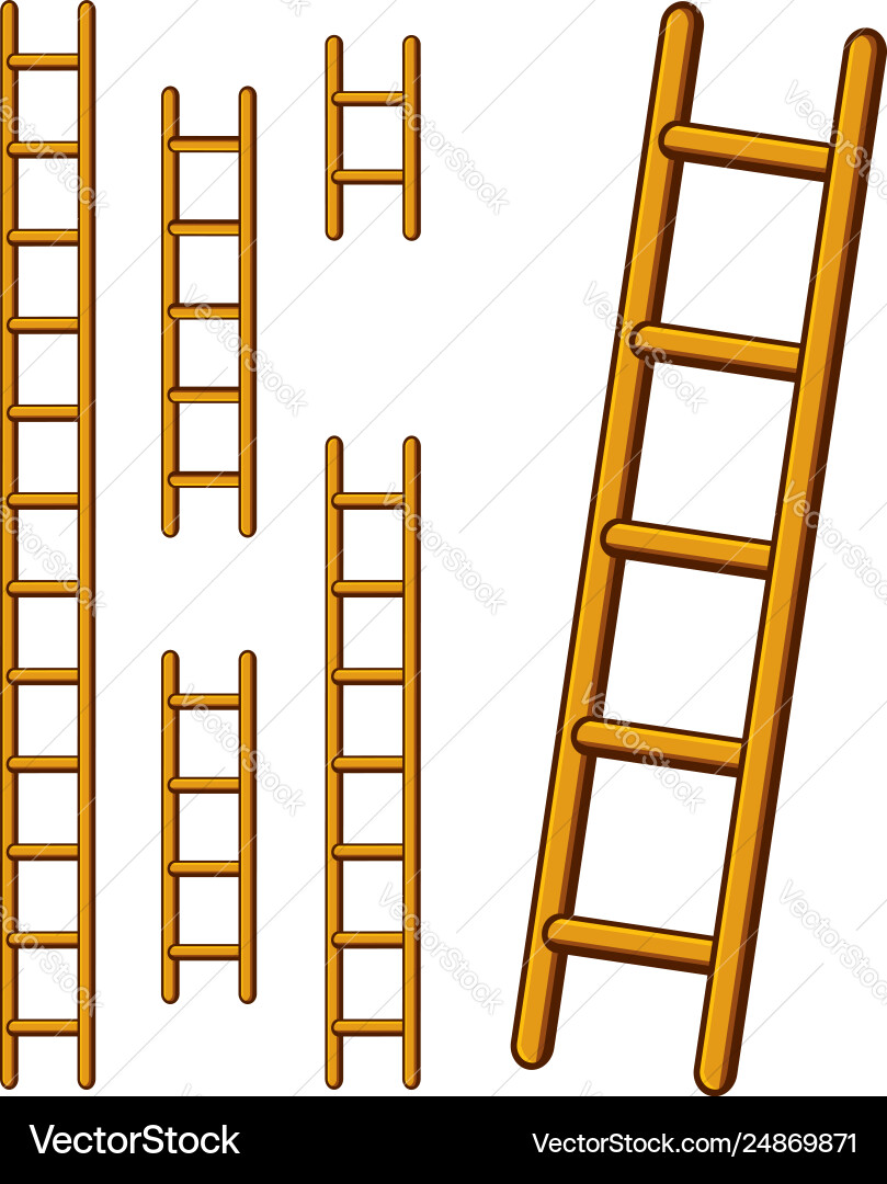 Various cartoon step ladders set Royalty Free Vector Image