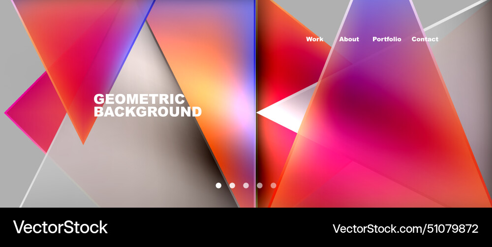 Colorful triangles on gray backdrop create Vector Image