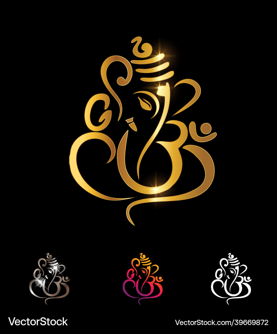 Golden ganesha sign Royalty Free Vector Image - VectorStock