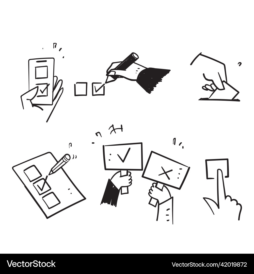 Hand drawn doodle simple set of voting related Vector Image