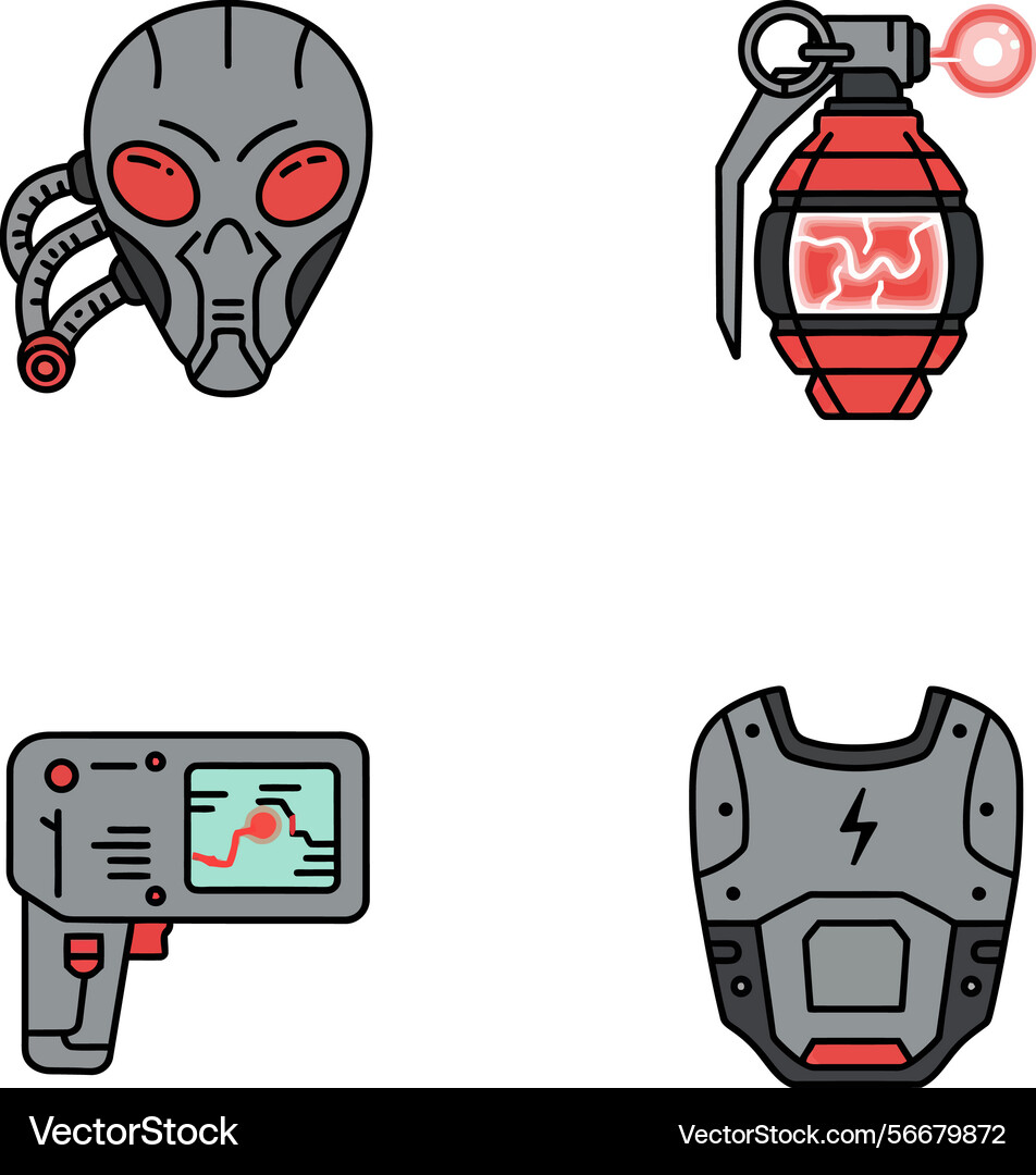 Sci-fi tactical gear set with helmet grenade Vector Image