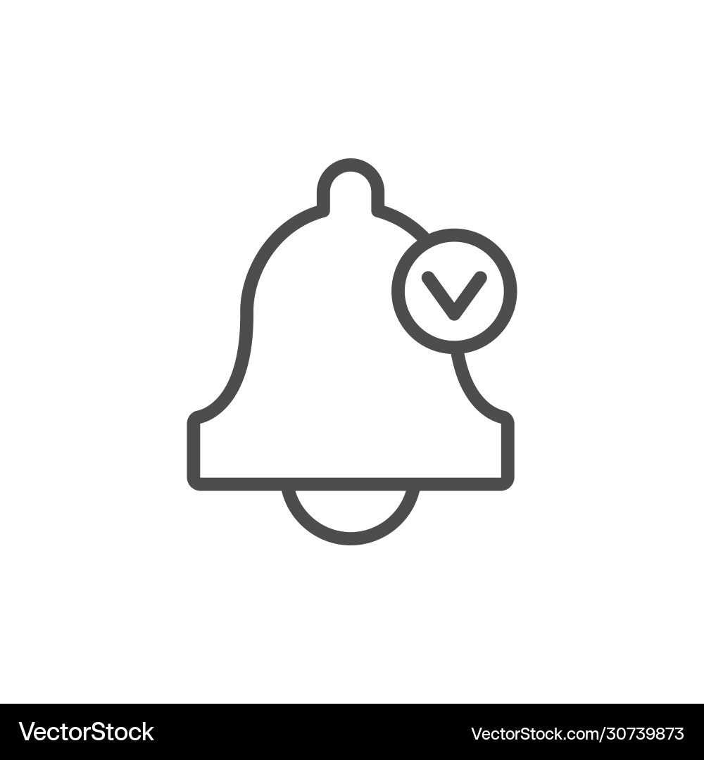 Alarm bell icon with check mark Royalty Free Vector Image