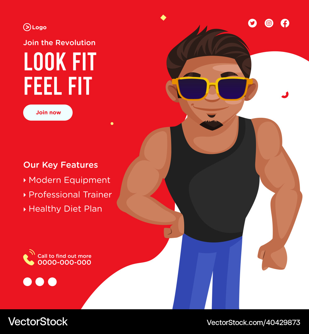 Banner design of bodybuilder Royalty Free Vector Image