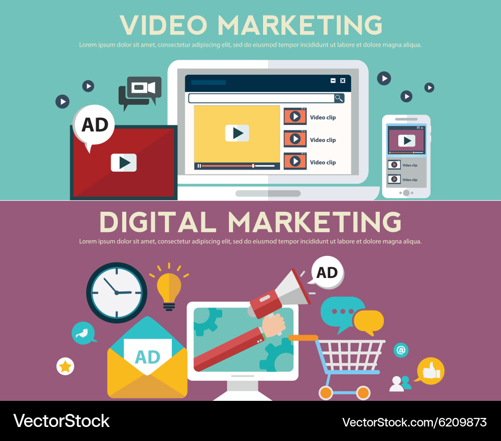Concepts for video marketing digital Royalty Free Vector