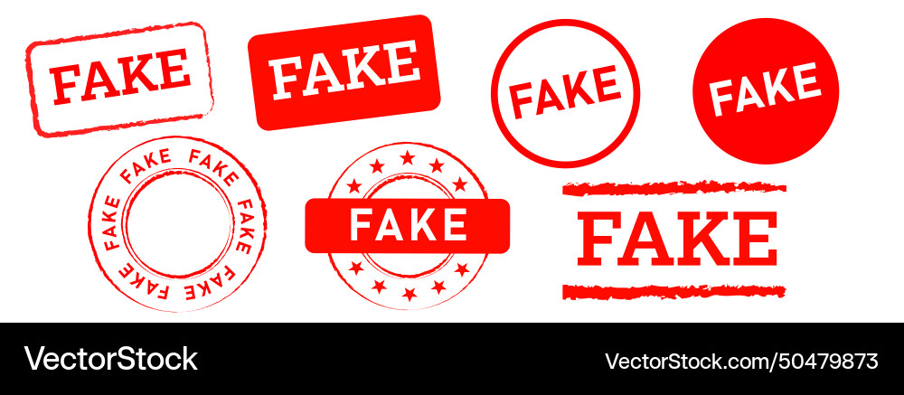 Fake rectangle and circle red rubber stamp label Vector Image