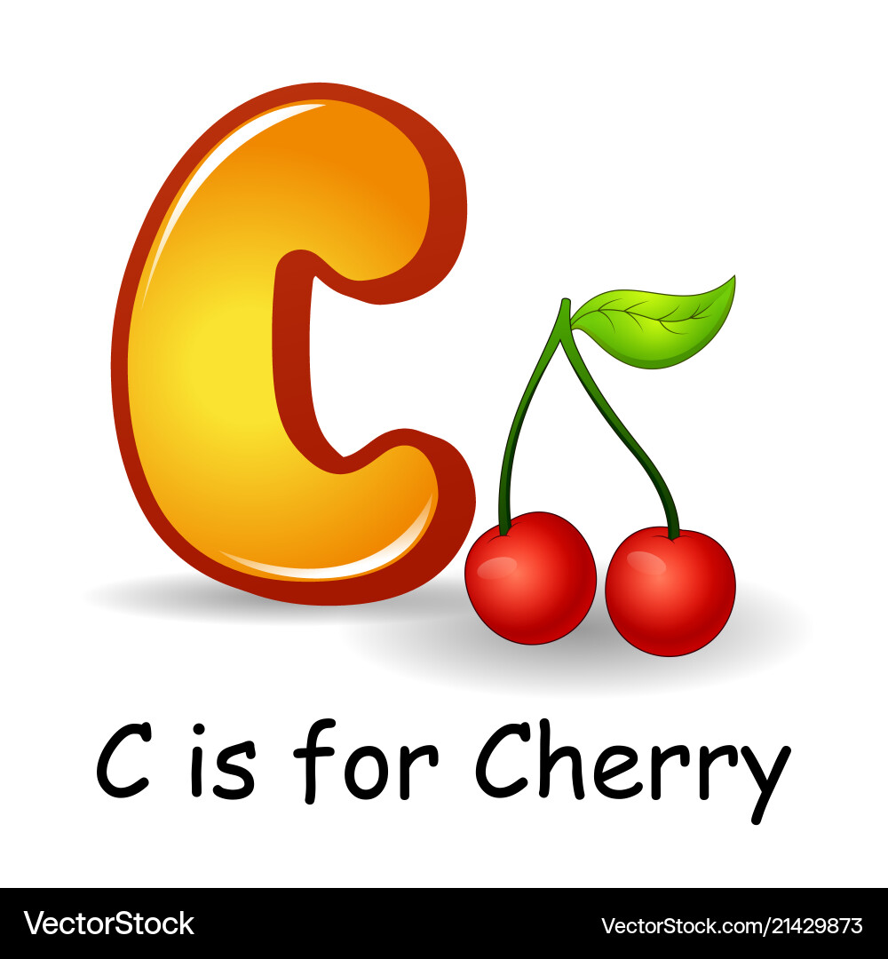 Fruits alphabet c is for cherry Royalty Free Vector Image