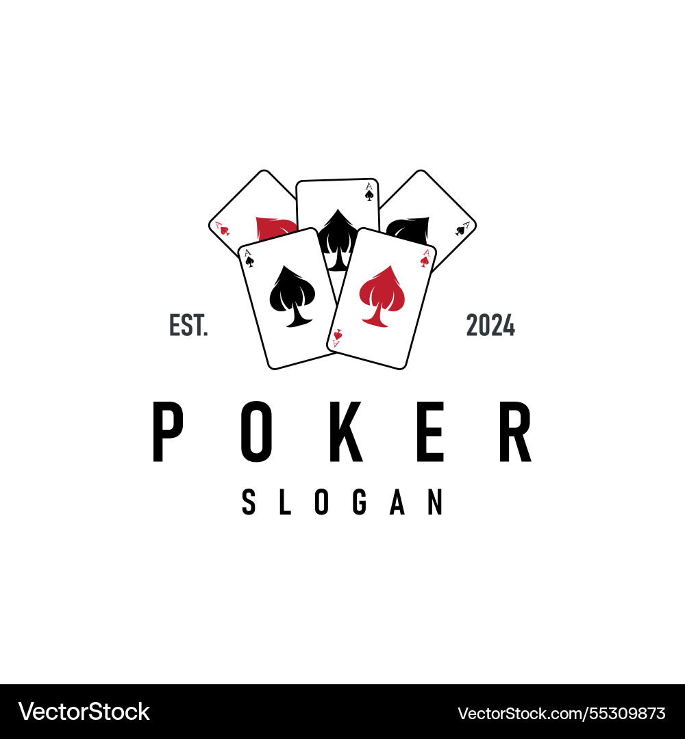 Poker card logo classic gambling game design Vector Image