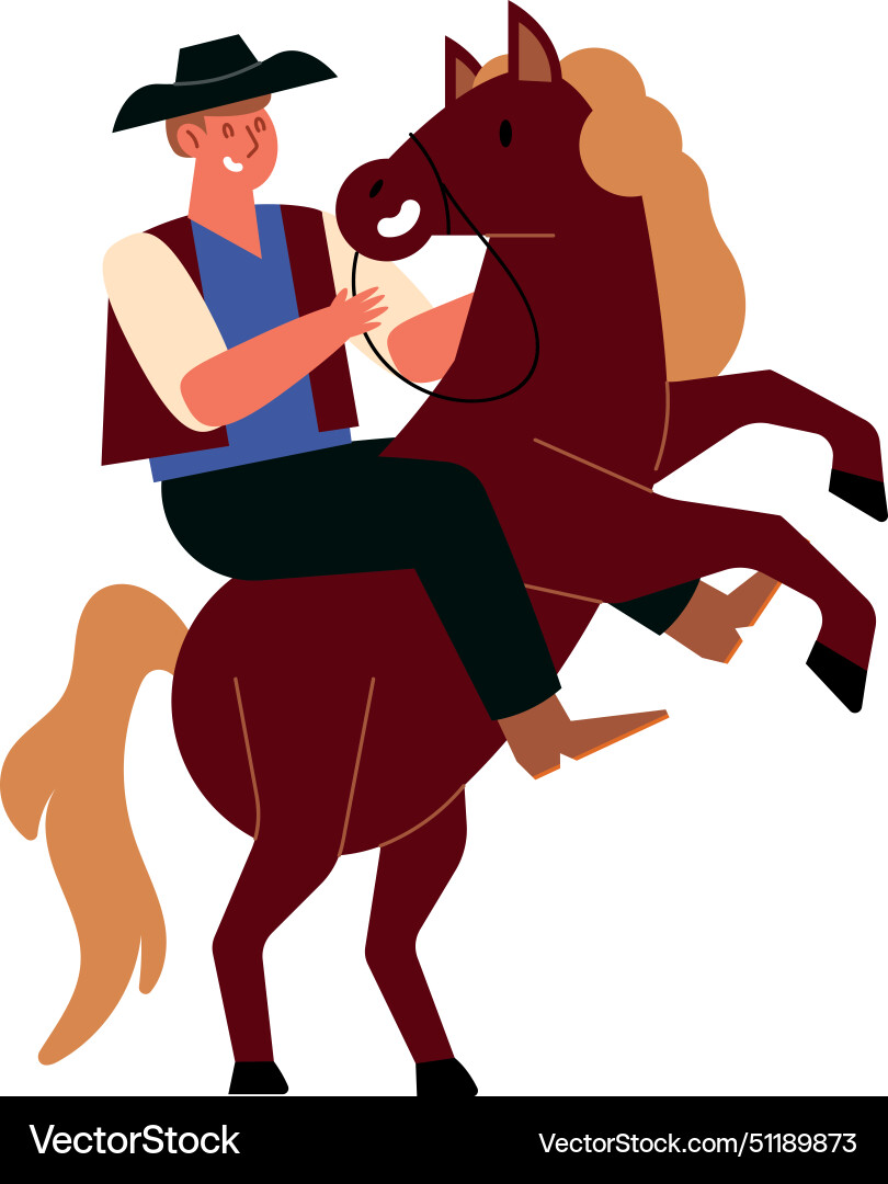 Rodeo man riding horse Royalty Free Vector Image