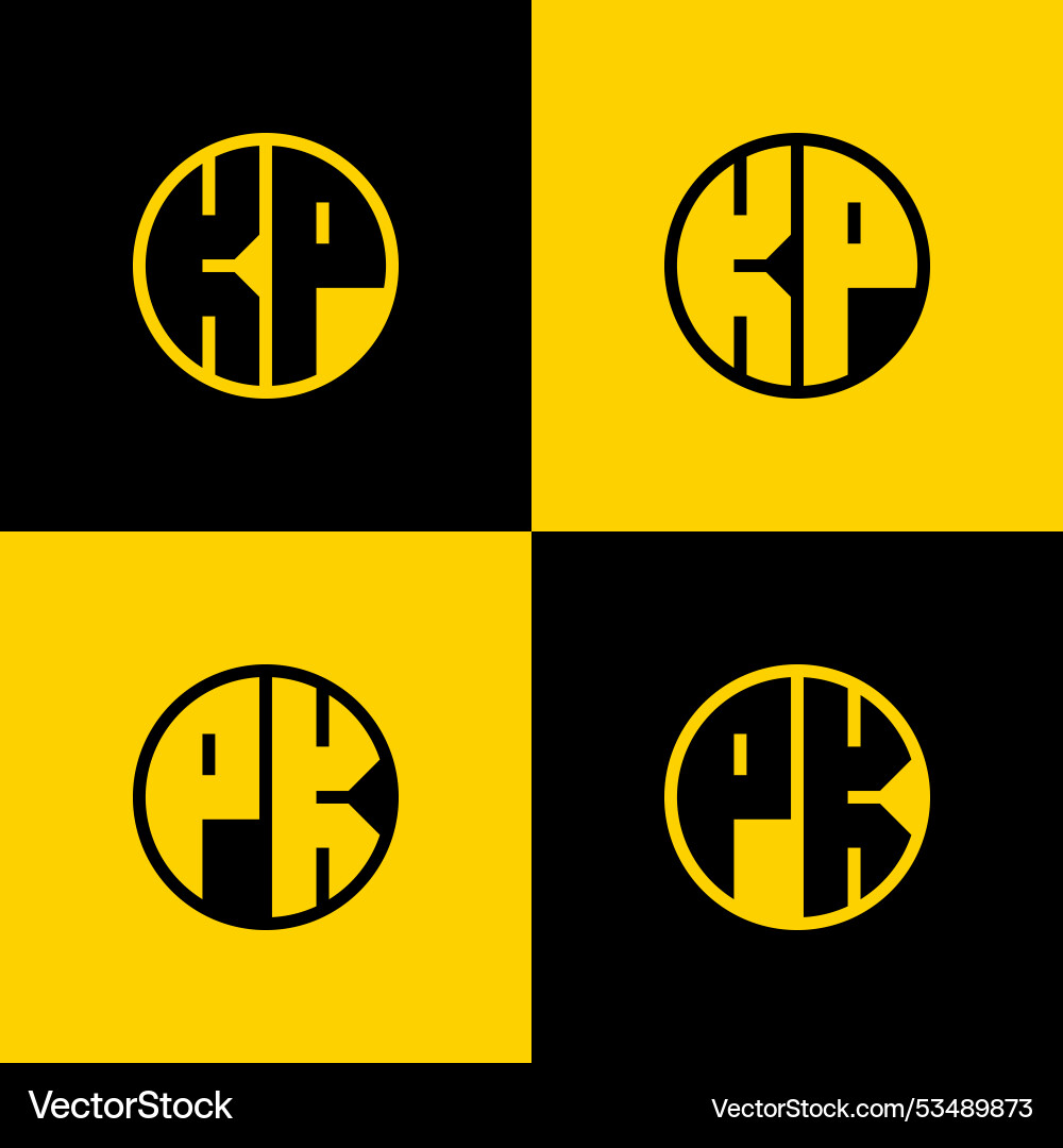 Simple kp and pk letter circle logo set suitable Vector Image