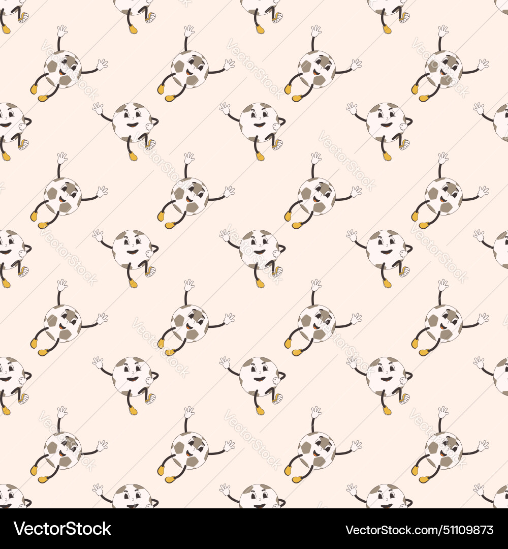 Soccer ball seamless pattern football character Vector Image