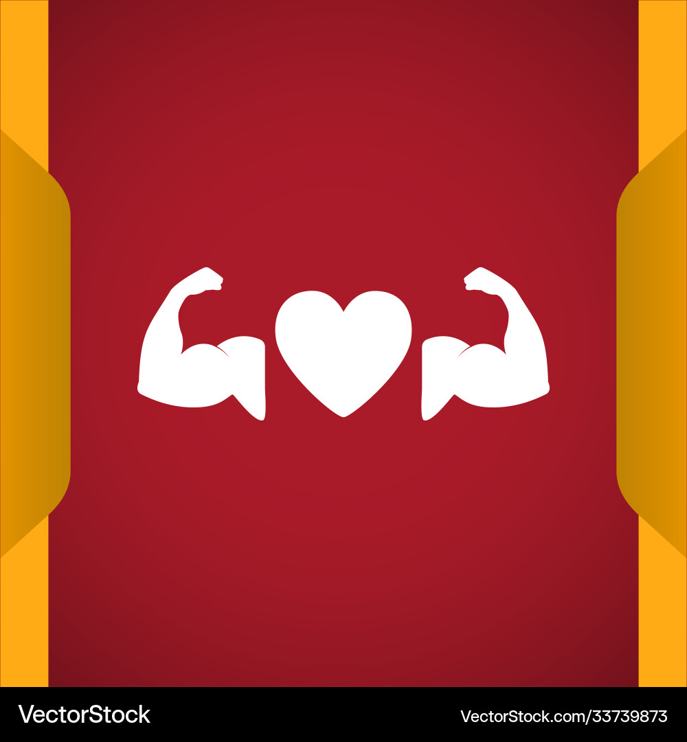 Strong heart sign with muscle icon Royalty Free Vector Image