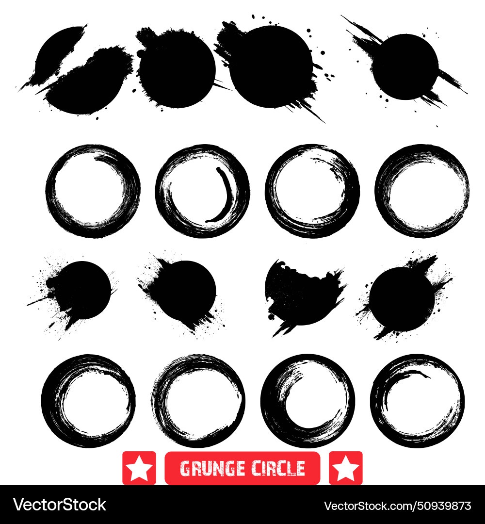 Vintage grunge circles silhouette set a nostalgic Vector Image