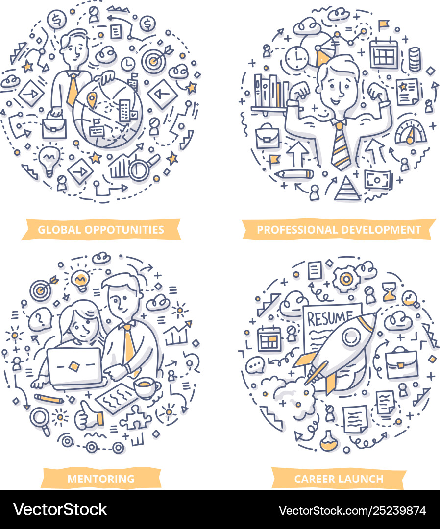 Career leadership doodle Royalty Free Vector Image