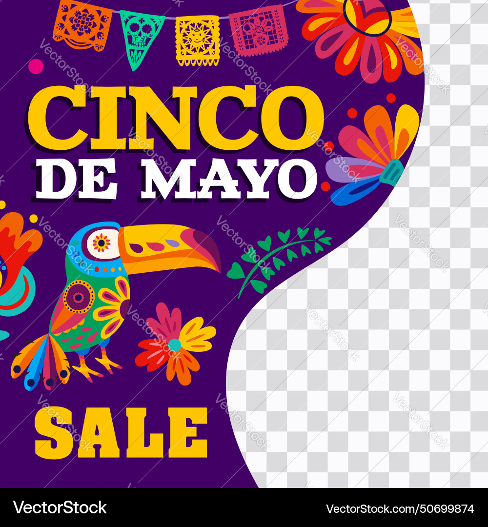 Cinco de mayo mexican holiday sale banner toucan Vector Image
