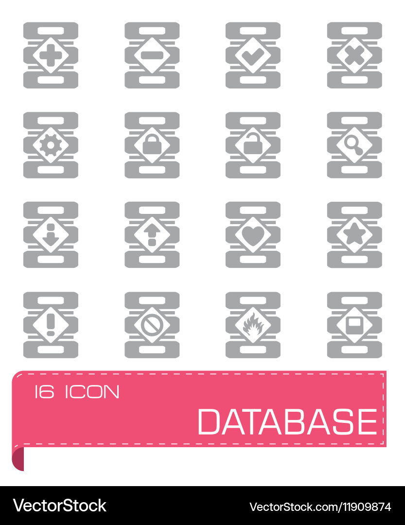 Database icon set Royalty Free Vector Image - VectorStock
