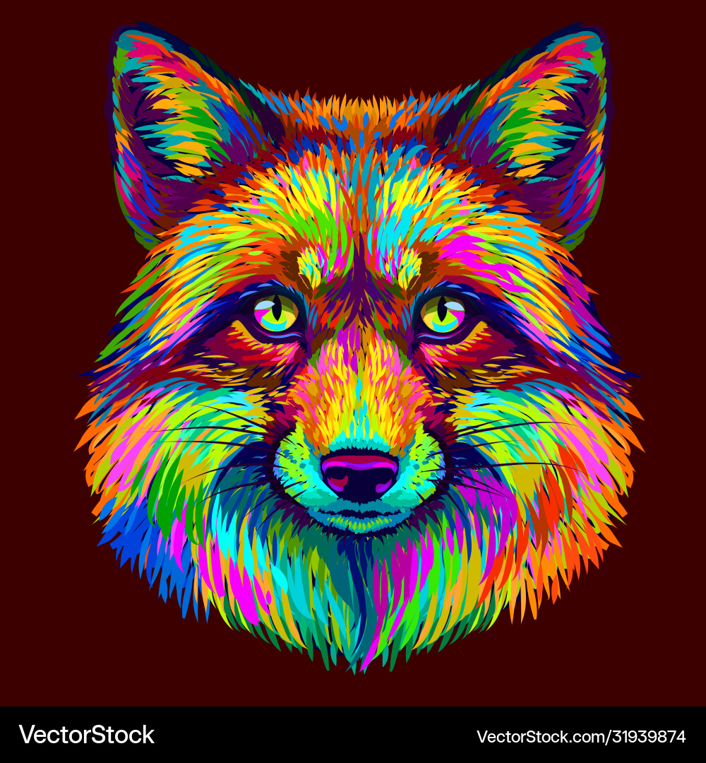 Fox abstract colorful neon portrait a Royalty Free Vector