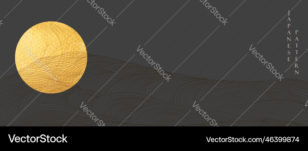 Gold circle shape and hand drawn line Royalty Free Vector