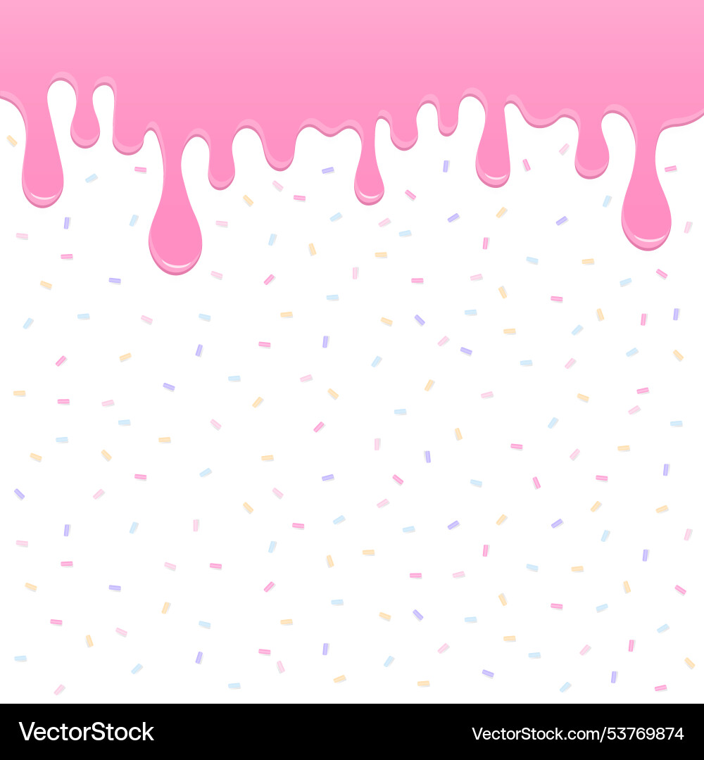 Pink melting icing and pastel sprinkles background