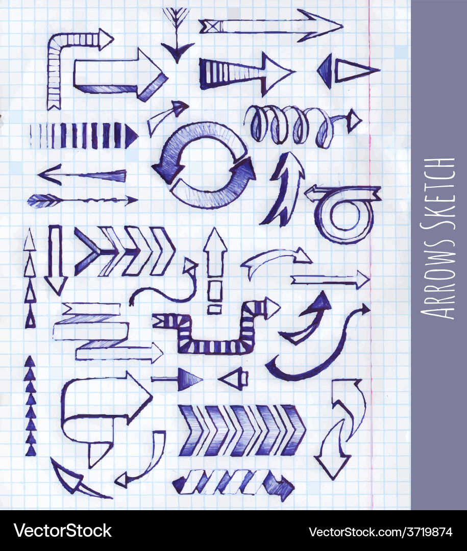 Set of arrow on notepad background Royalty Free Vector Image