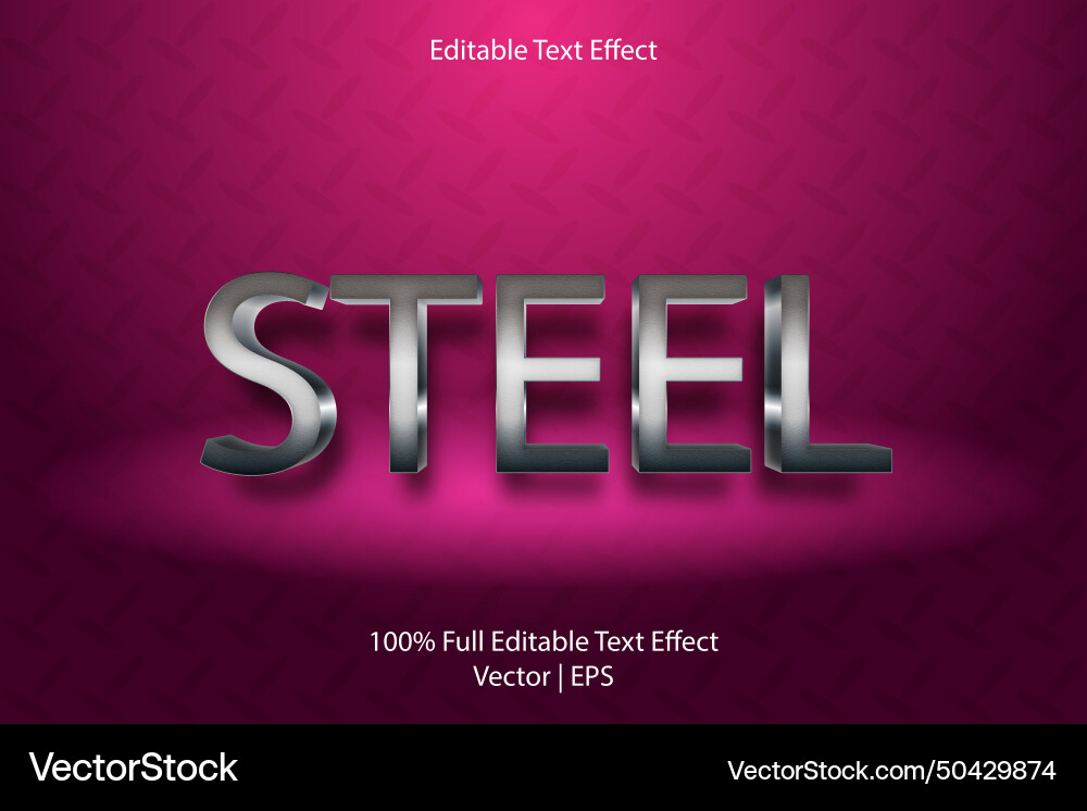 Steel editable text effect metallic style Vector Image