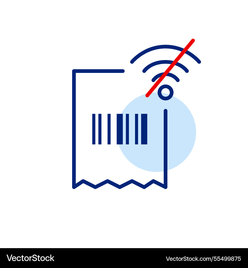 Barcode on receipt and no wi-fi symbol data Vector Image