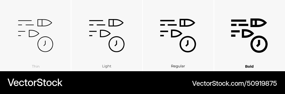 Bullet time icon thin light regular and bold Vector Image