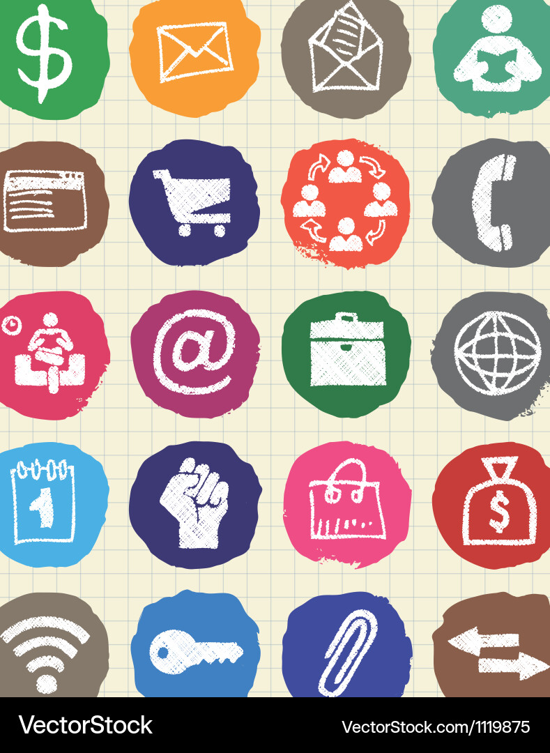 Business web icons set drawn by chalk Royalty Free Vector