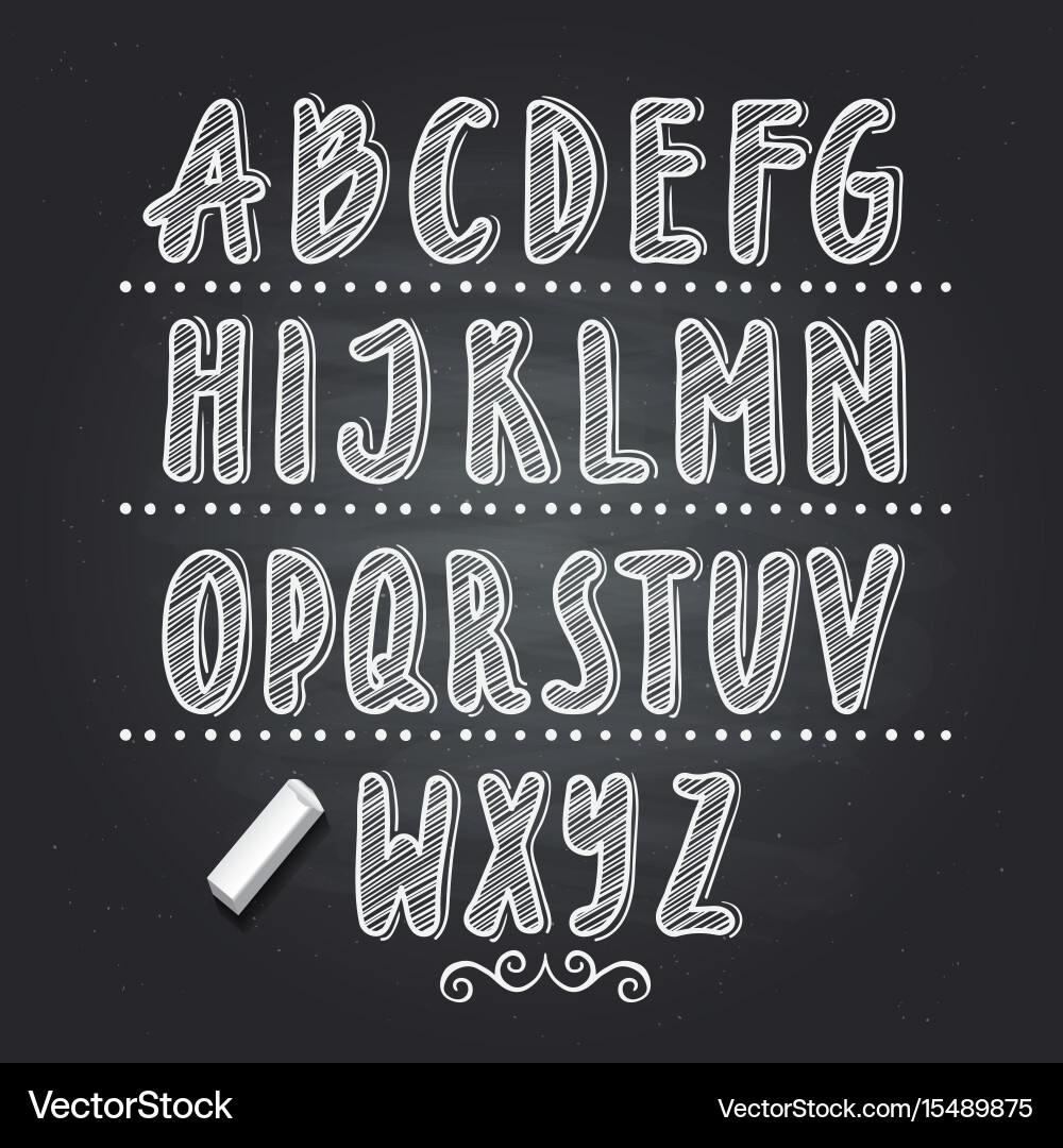 Hand drawn letters writing on black school Vector Image