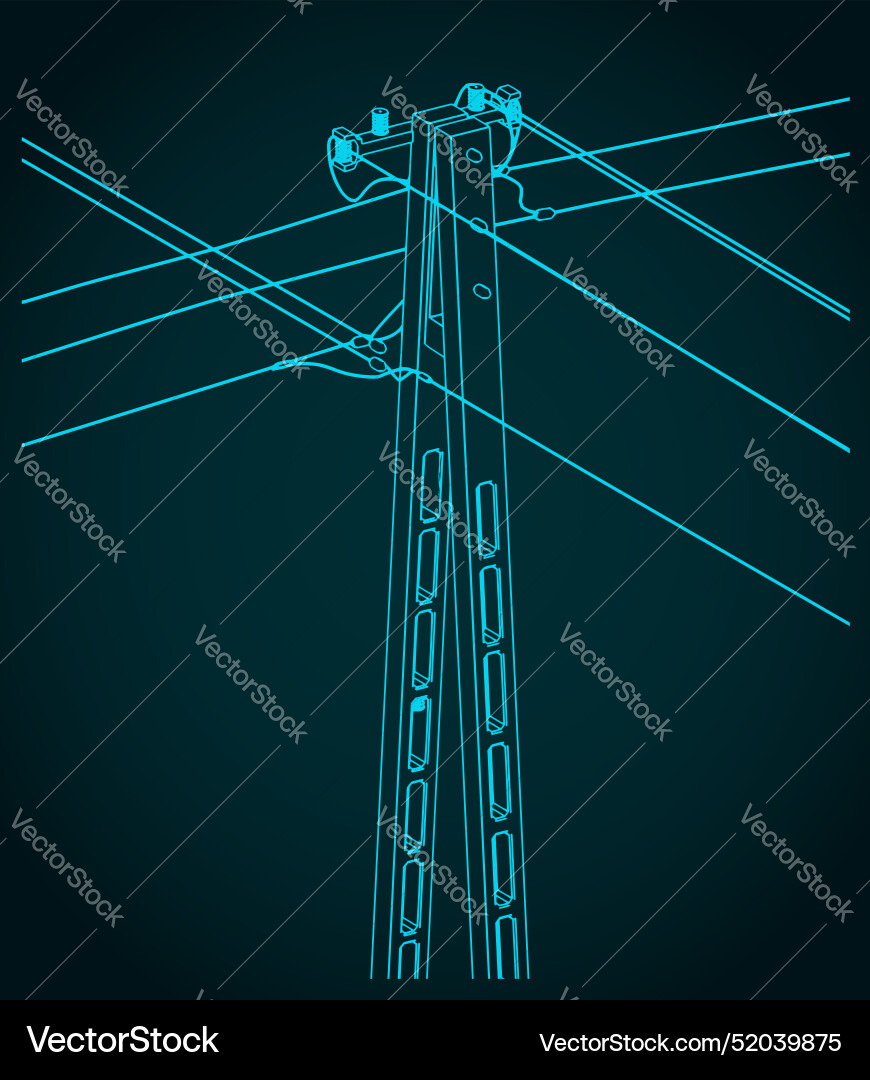 High voltage power lines technical drawings Vector Image
