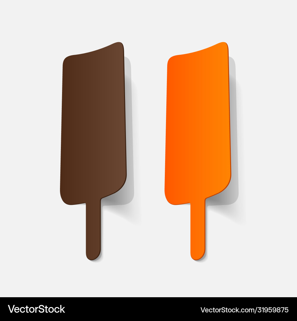 Realistic paper sticker eskimo pie Royalty Free Vector Image