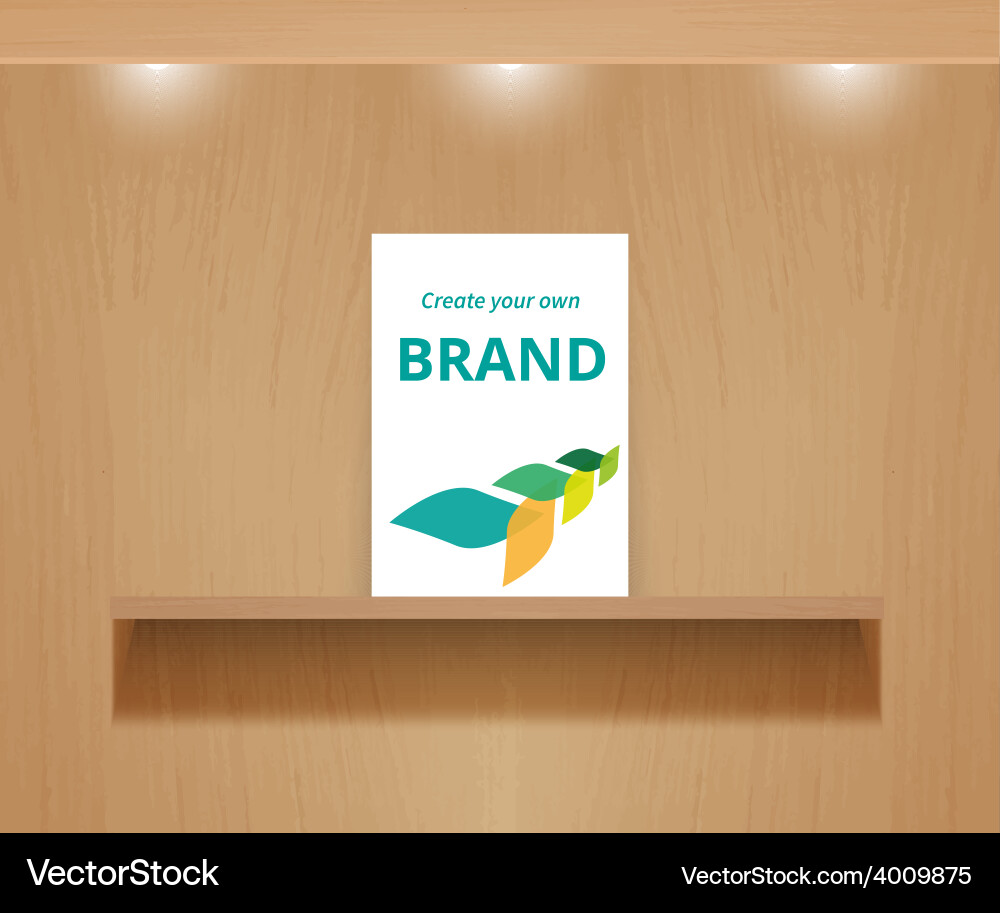 Realistic shelf on wooden wall Royalty Free Vector Image