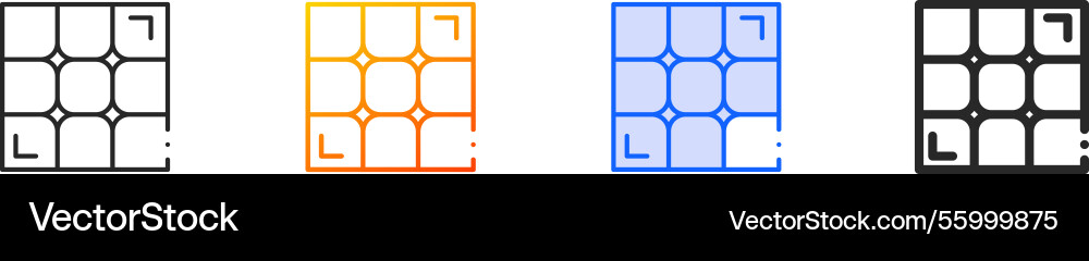 Rubik iconthin linear gradient blue stroke Vector Image