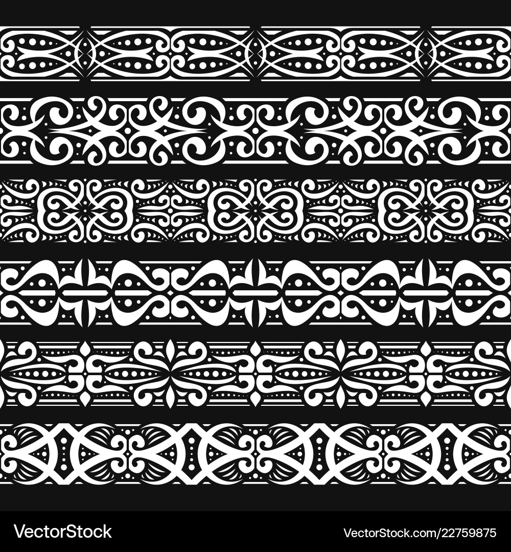 Set of white seamless borders Royalty Free Vector Image