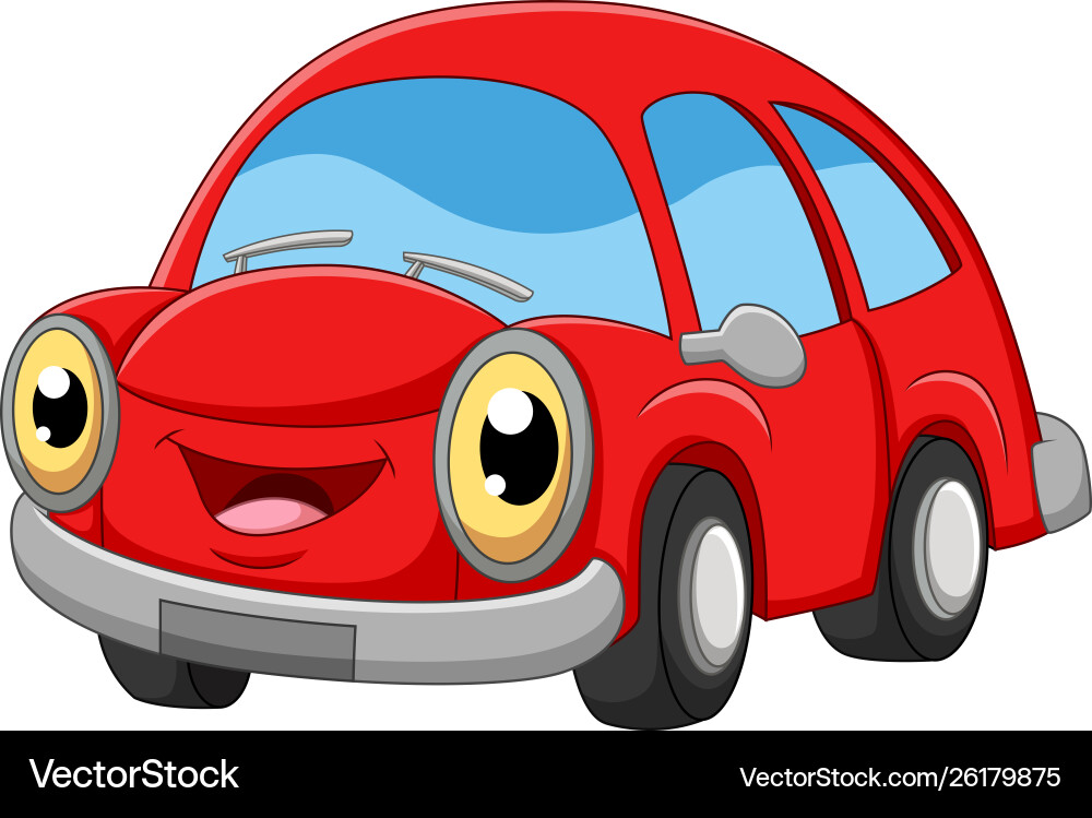 Smiling red car cartoon on white background Vector Image