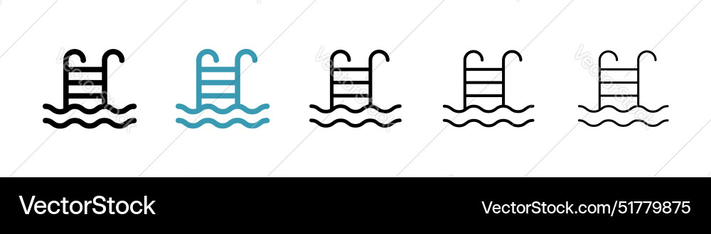 Swimming pool icon set black filled and outlined Vector Image